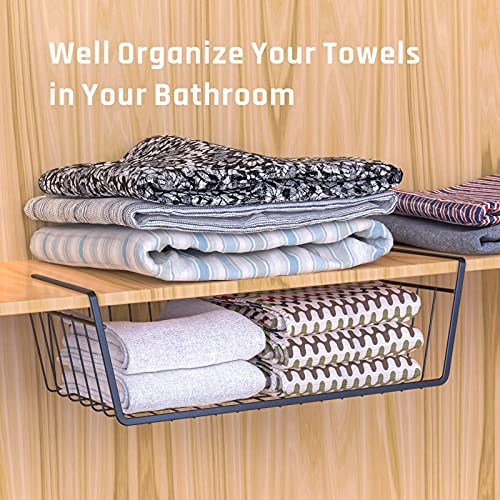 iSPECLE Under Shelf Basket and Stackable Under Shelf Basket, 6 Pack Black Wire Basket Under Shelf for Storage and 4 Pack Black Wire Storage Basket for Storage Pantry, Bundle Sales - Set o