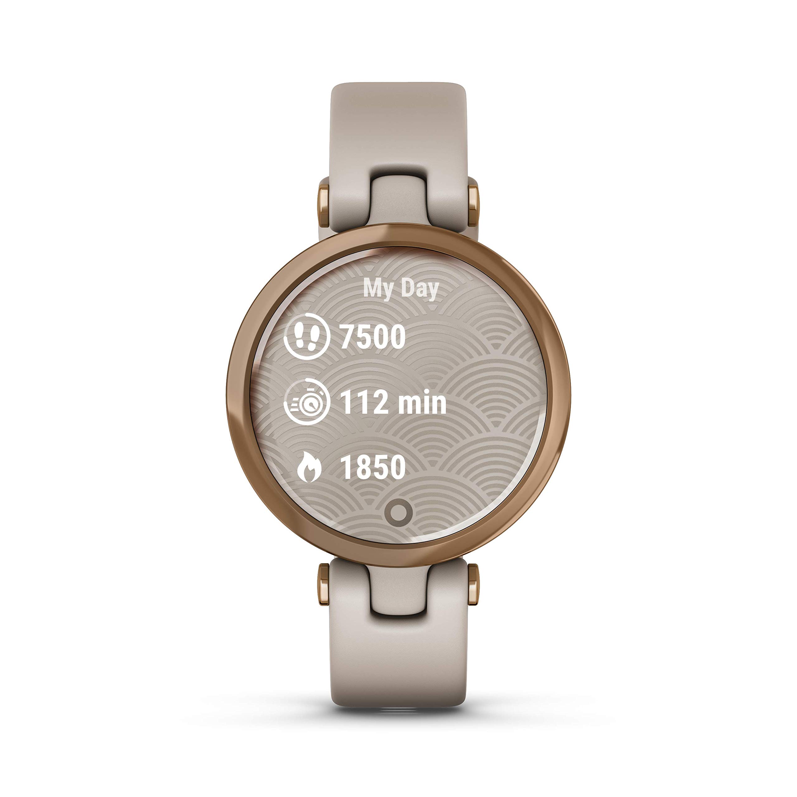 Wearable4U Garmin Lily Women’s Fitness Sport Smartwatch Power Pack Bundle (Rose Gold Bezel with Light Sand Silicone Band), Gift for Mom
