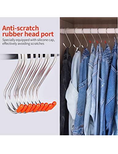 NewFamily 40 Pack S Hooks Stainless Steel for Hanging,Heavy Duty S Shaped Hooks for Hanging Clothes, Metal Hooks for Kitchen,Wardrobe,Work Shop,Bathroom,Garden,Office