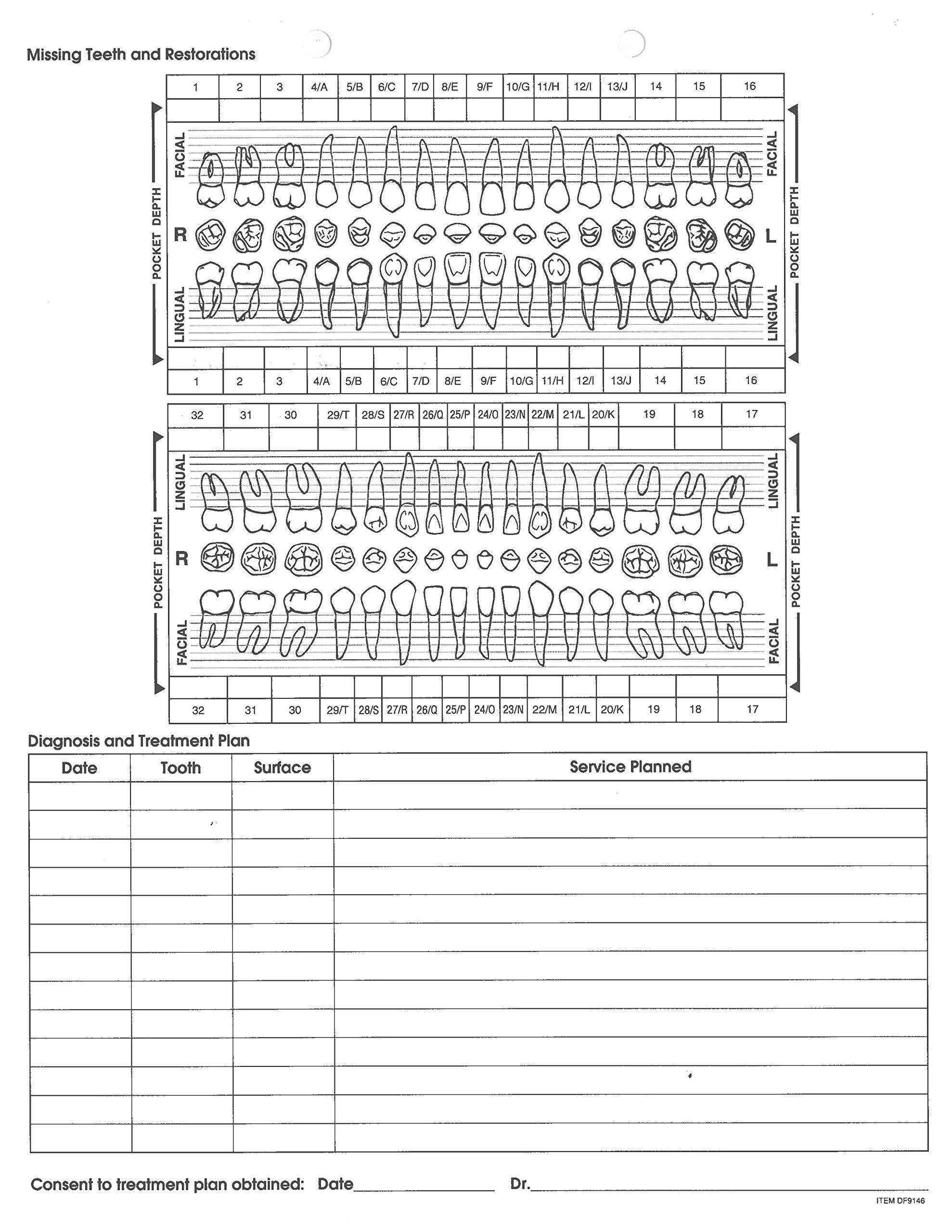 Doctor Stuff - Dentist Office Forms, Dental Patient Initial Clinical Examination Form, DF9146, 8-1/2" x 11", 100/Package