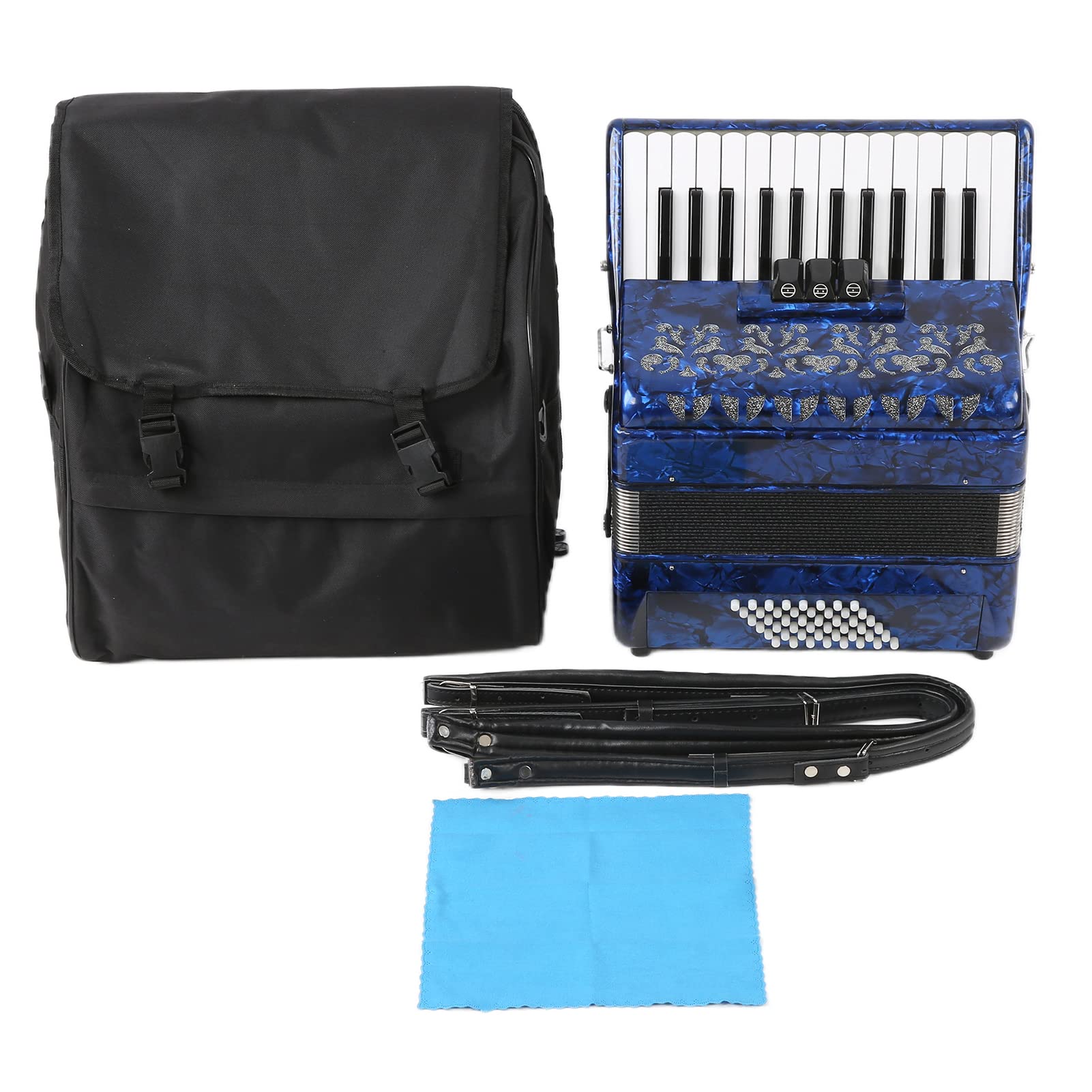 26 Key 48 Bass Piano Accordion, Professional Accordion with Accordion Backpack and Shoulder Strap Celluloid Accordion for Daily Practice Music Performance