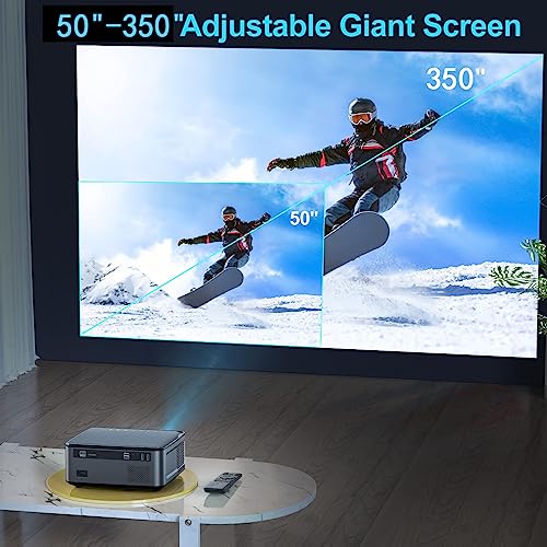 5G WiFi Bluetooth Projector, YABER Native 1080P Outdoor Movie Projector with 350" Display, 18000L Home Theater Video Projector Support 4K ,4P/4D Keystone, Zoom, for Android/iOS/Phone/HDMI/PS5(Grey)