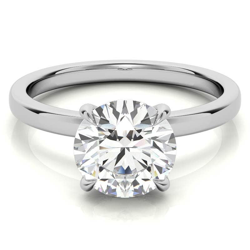 10K Solid White Gold Handmade Engagement Ring 1.50 CT Round Cut Moissanite Diamond Solitaire Wedding/Bridal Ring Set for Women/Her, Classic Rings Gift for Her