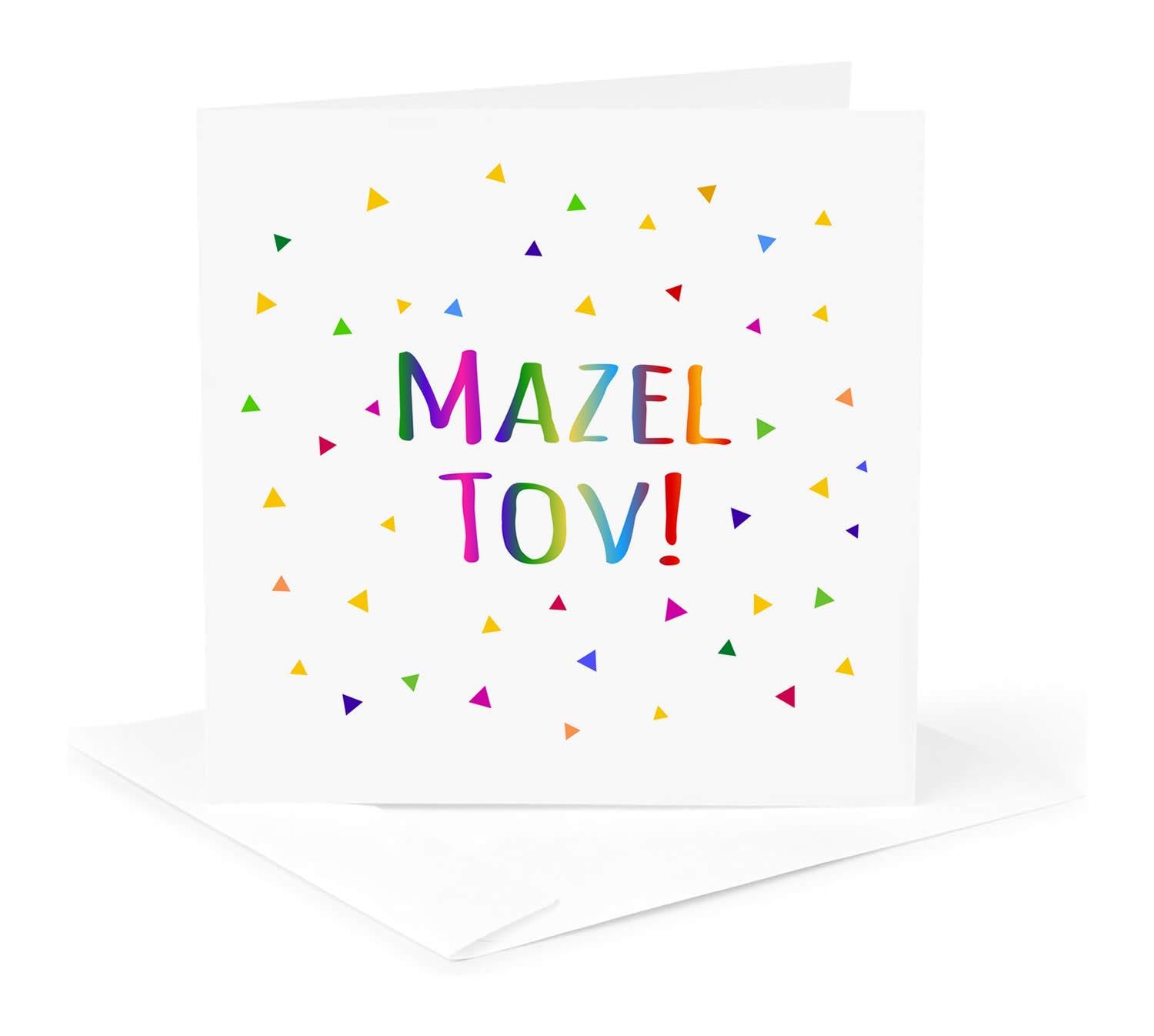 3dRose Greeting Cards - Mazel Tov - Congratulations or happy birthday colorful rainbow text - 12 Pack - Judaica