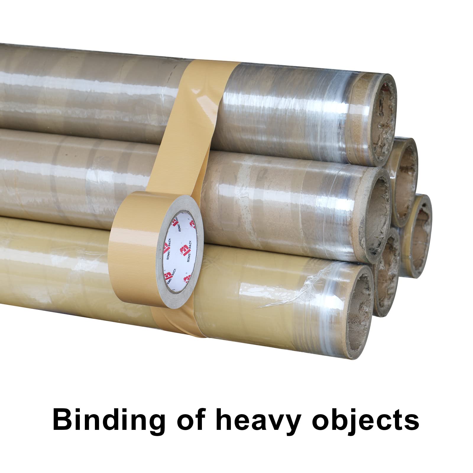 BOMEI PACK 2 Pack Tan Beige Duct Tape Heavy Duty,9 Mil Thickness,2 Inches x 30 Yards,Flexible,No Residue,Waterproof and Tear by Hand,Multi-Use for Indoor & Outdoor Repairs