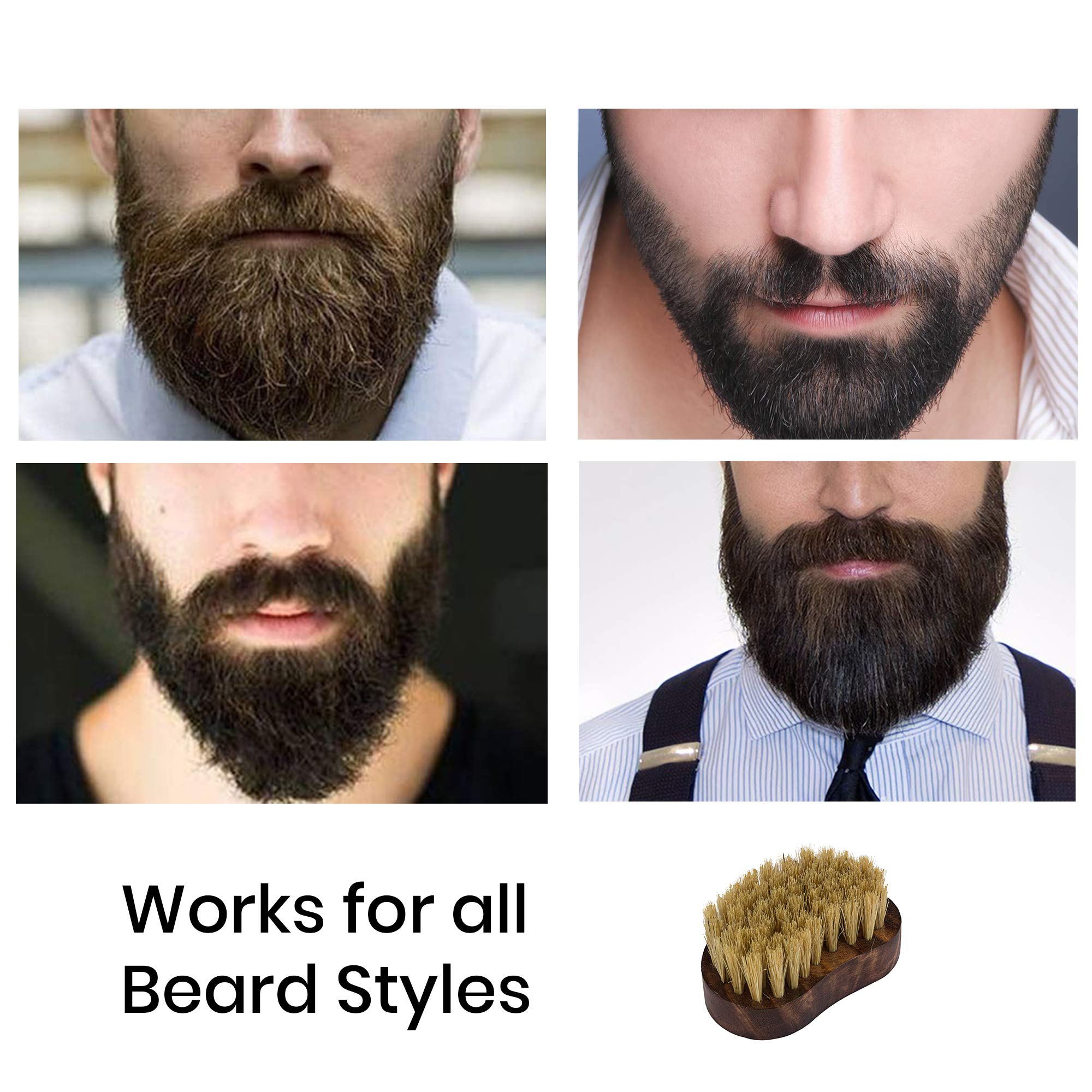 RUBAB MEN 100% Boar Bristle Beard Brush: Travel-Friendly, Premium Wood Handle & Hand-crafted in India | Ideal for Daily Beard Use