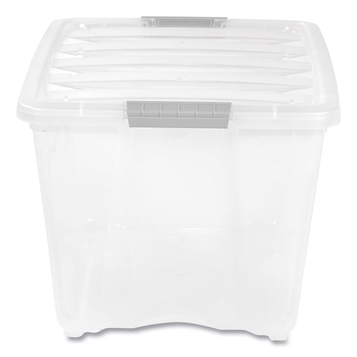 22 x 16.5 x 13.03 in. 54 qt. Stack & Pull Latching Flat Lid Storage Bin Clear & Grey