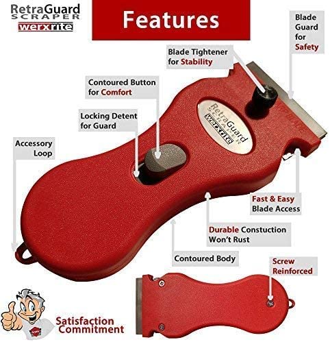 Werxrite Metal Blade Razor Scraper + 25 Replacement Carbon Steel Scraper Blades