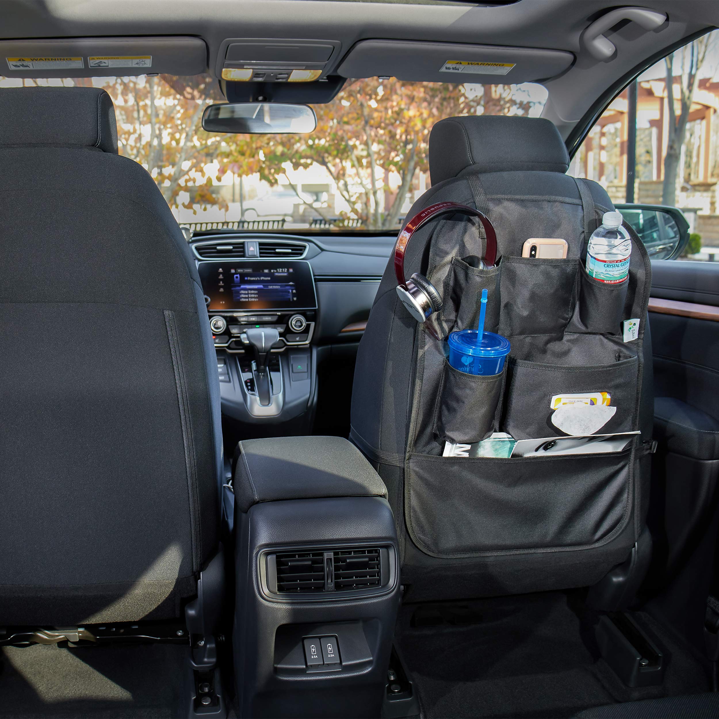 DoRan Car Backseat Organizer - Kick Mats Seat Back Protectors for Kids and Toddlers (Black 1/pk)