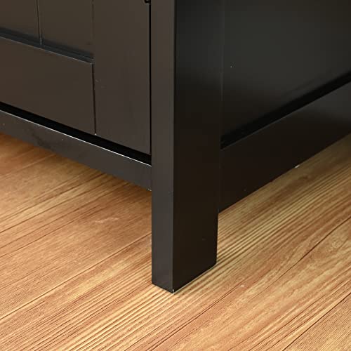 Iwell Bathroom Cabinet, Free Standing Bathroom Storage Cabinet with 1 Large Drawer & Adjustable Shelves, Wooden Entryway Storage Cabinet for Bathroom, Kitchen, Living Room, Black