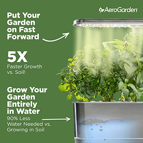 AeroGarden Harvest Elite Slim Indoor Garden Hydroponic System with LED Grow Light and Herb Kit, Holds up to 6 Pods, Platinum