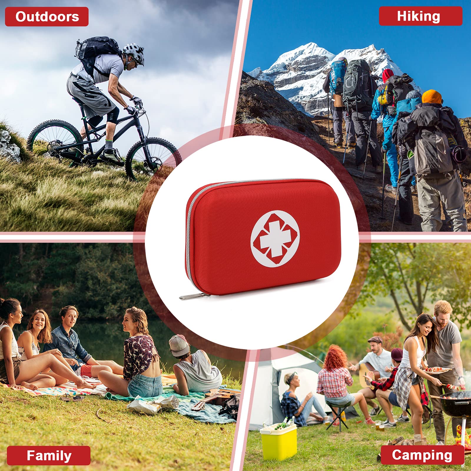 WEWAK First Aid Kit - 175pcs, Compact First Aid Kit with EVA Case and Bag, for The Car, Home, Boat, School, Camping, Hiking, Office, Sports