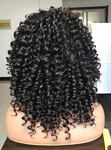 CiCi Short Curly Wigs For Black Women With Bangs Afro Short Kinky Curly Big Bouncy Hair Wig 12inch in Front 14 inch Back