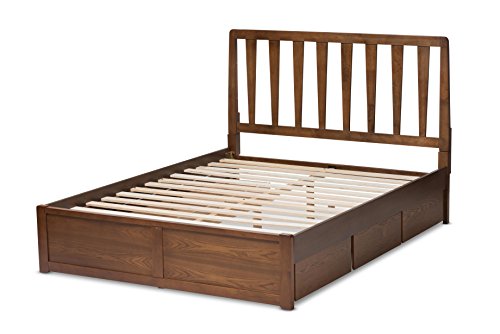 Baxton Studio Garonne Storage Platform Bed, Queen, Walnut Brown