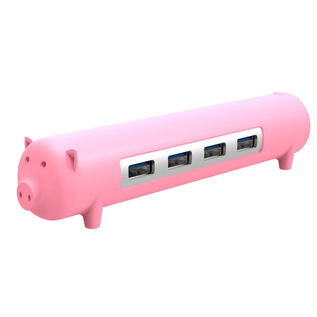 XJJZS 4 in 1 Cute Pet-Shape HUB for MAC Notebook Aluminum Alloy Silicone 100cm Detached Data Cable (Color : Pink)