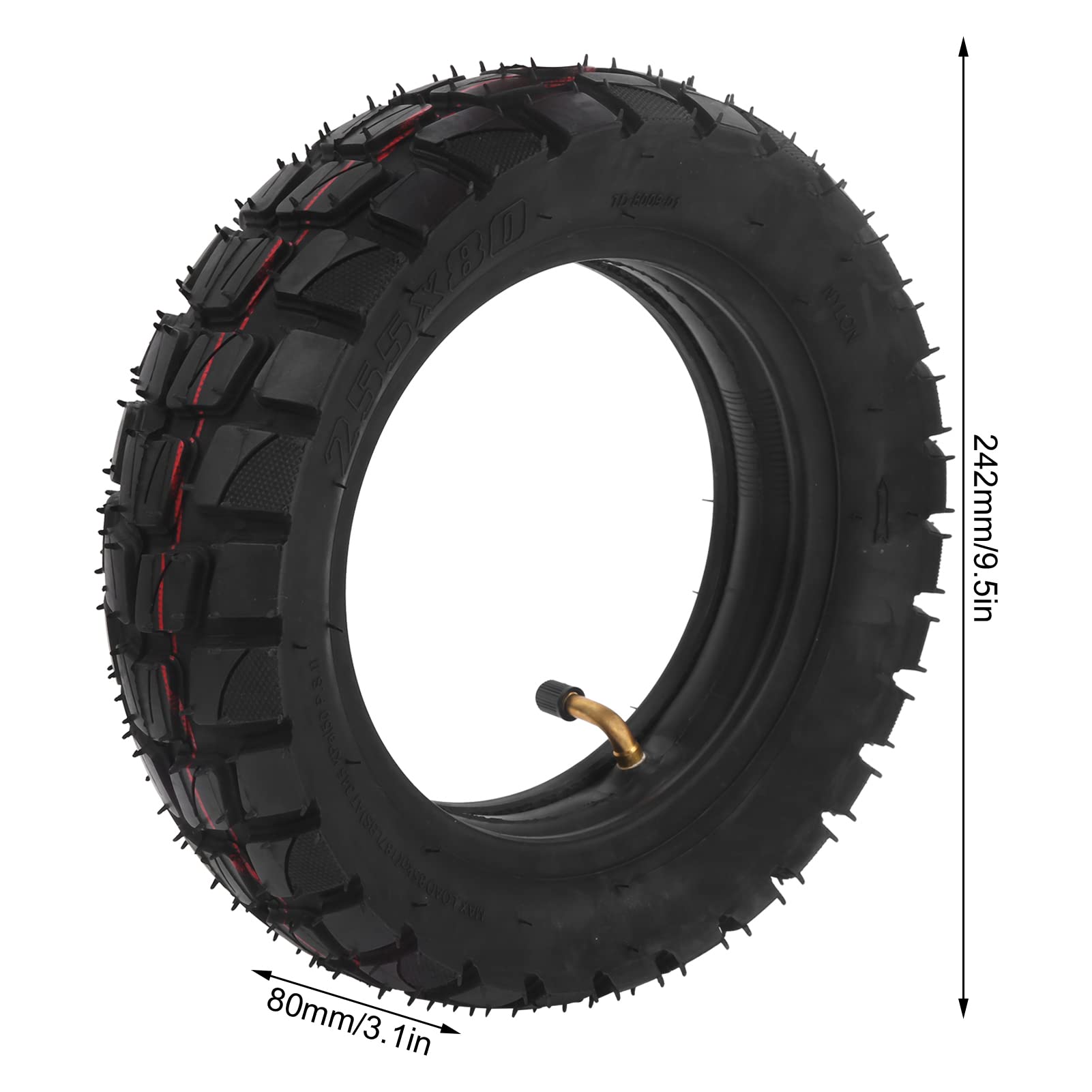 VGEBY Electric Scooter Tire/Wheel, 10in Electric Scooter Tire with Inner Tube Inflatable Rubber Tyre Replacement 255x80 Electric Scooters Equipment