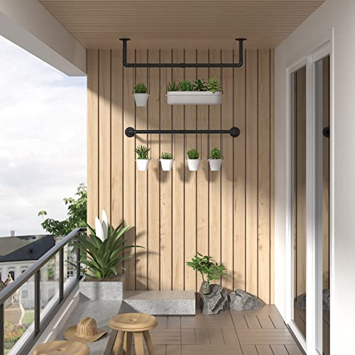 Elibbren 2 Pack Clothing Rack Wall Mount, Industrial Pipe Clothing Rack 38.4IN, Hanging Clothes Rack,Heavy Duty Iron Garment Rack Bar for Closet,Laundry Room, Multi Purpose Hanging Rod,Black