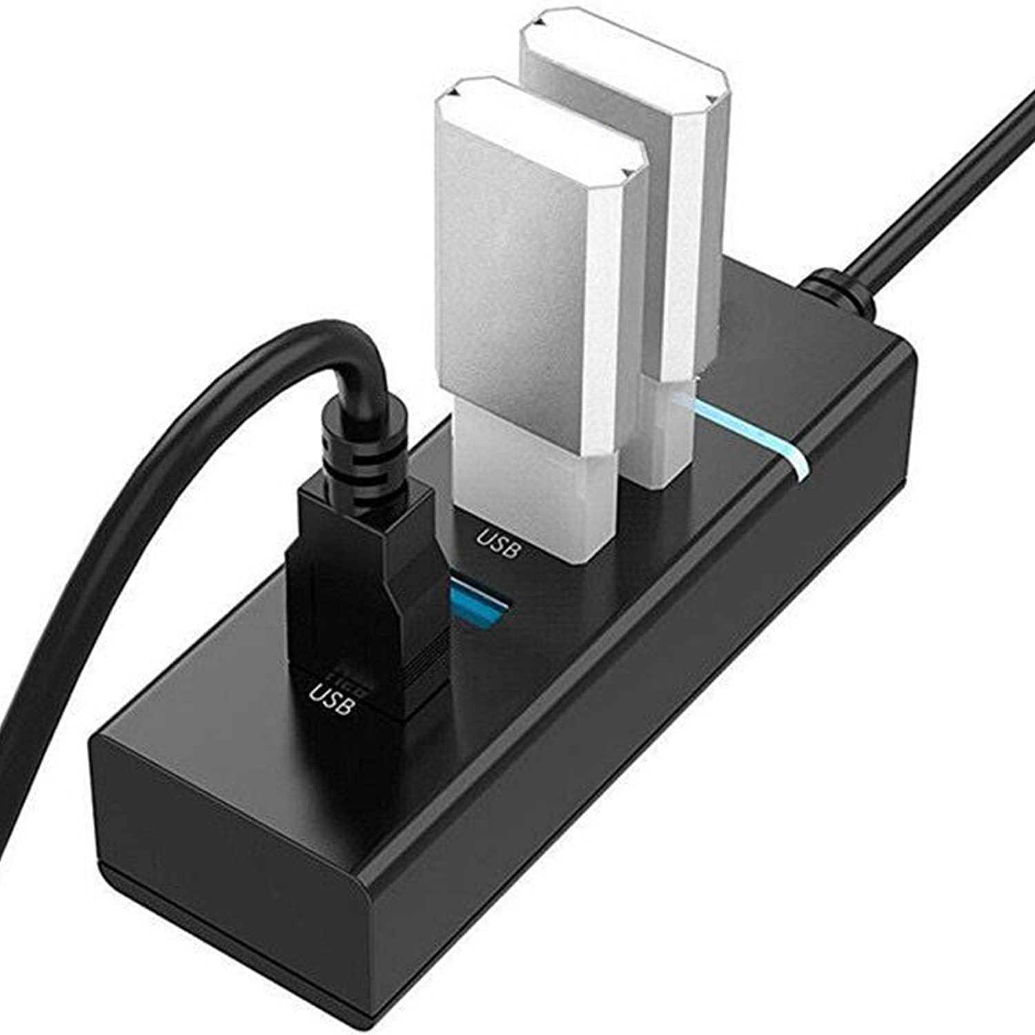 AYECEHI USB Hub 3.0 USB Port Splitter,4 Port High Speed USB Data Hub with LED Indicator for Laptop, PC, Computer, Mobile HDD, Keyboard,Mouse and More - Black