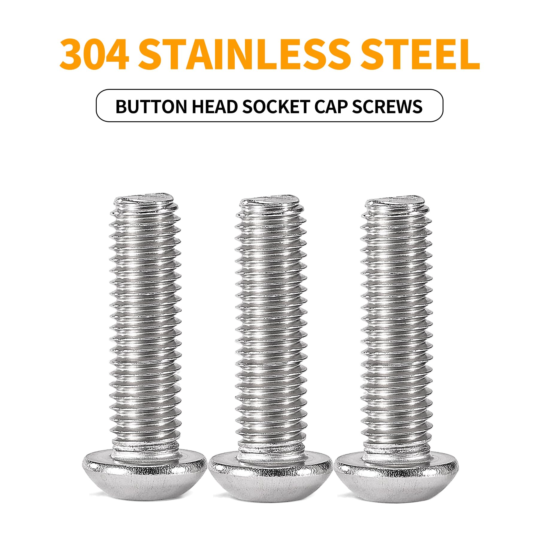 Cicidorai M6-1.0 x 70mm Button Head Socket Cap Bolts Screws, 304 Stainless Steel 18-8, Allen Socket Drive, Full Machine Threads, Quantity 10