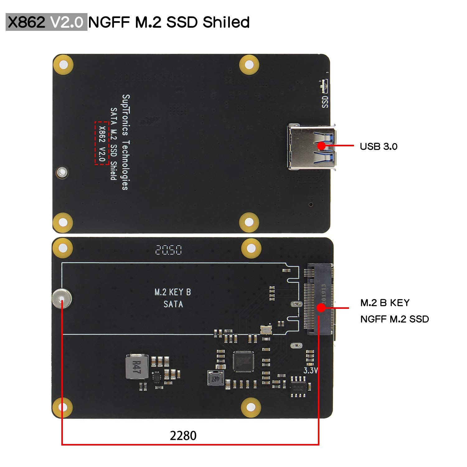 Geekworm for Raspberry Pi 4, X862 V2.0 M.2 NGFF SATA SSD Shield+X735 Power Management Board with PMW Cooling Fan Kit(Not Include Raspberry Pi 4)