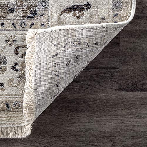 nuLOOM Oliveira Floral Medallion Fringe Area Rug, 9' x 12', Beige