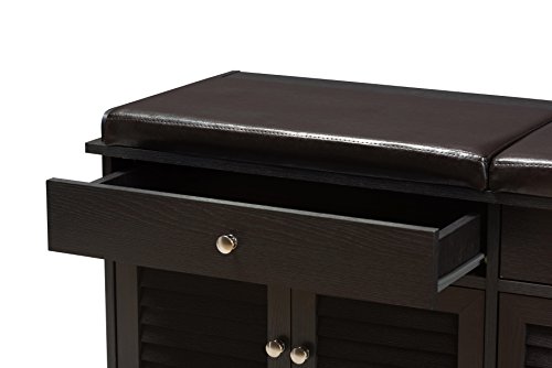 Baxton Studio Laertes Modern and Contemporary Dark Brown Wood 2-Drawer Shoe Storage Bench