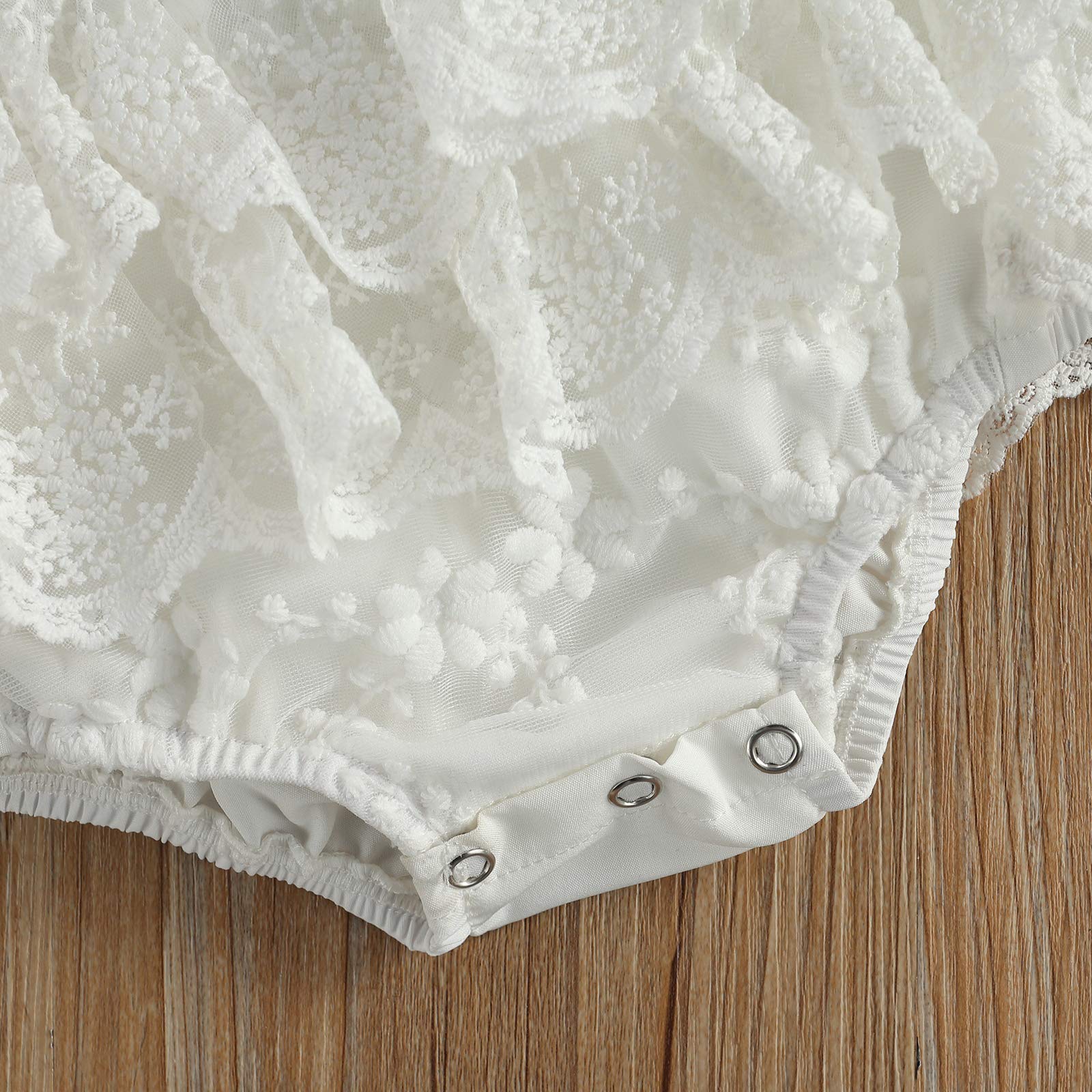 Newborn Baby Girl Romper Lace Tutu Dress Bodysuit Ruffle Sleeveless Jumpsuit with Headband Summer Outfits (White, 0-6 Months)