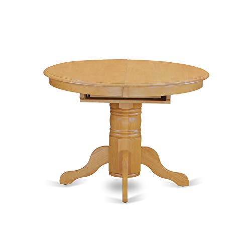 5 Piece Kitchen Table Set for 4 Includes an Oval Dining Table with Butterfly Leaf and 4 Linen Fabric Dining Room Chairs