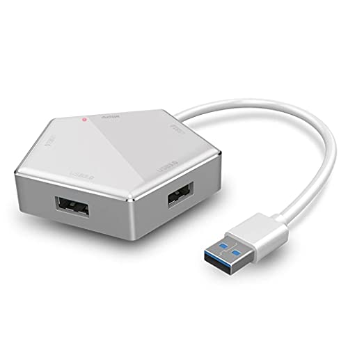 SHYPT USB Hubļ¼Four USB 3.0 Hub with Micro External Power Hole High Speed Four Port Splitter (Color : White)