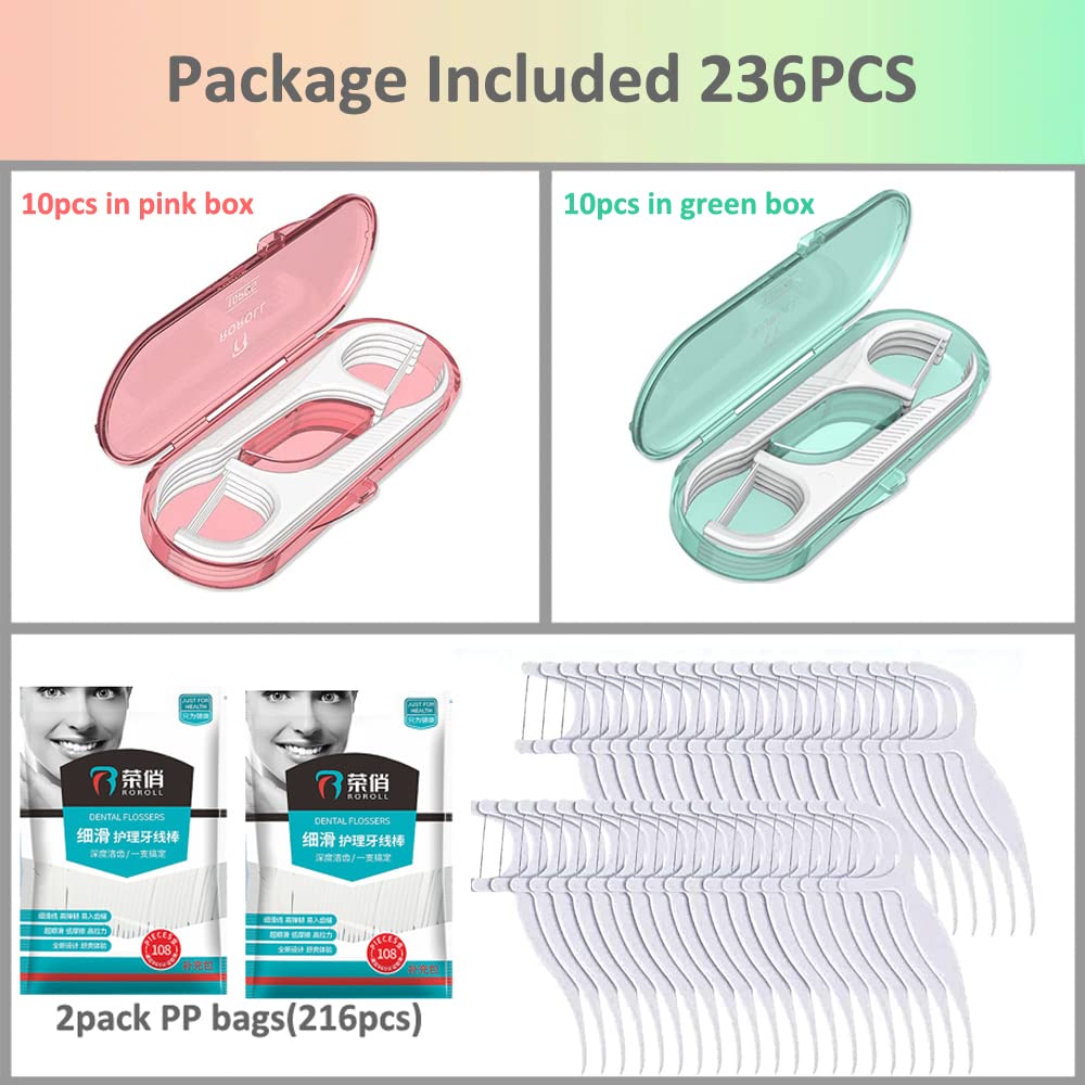 236PCS Dental Floss Picks Flosser Dispenser Dental Floss Case Travel Floss Case Toothpicks Sticks Superfine Dental Picks for Teeth Cleaning