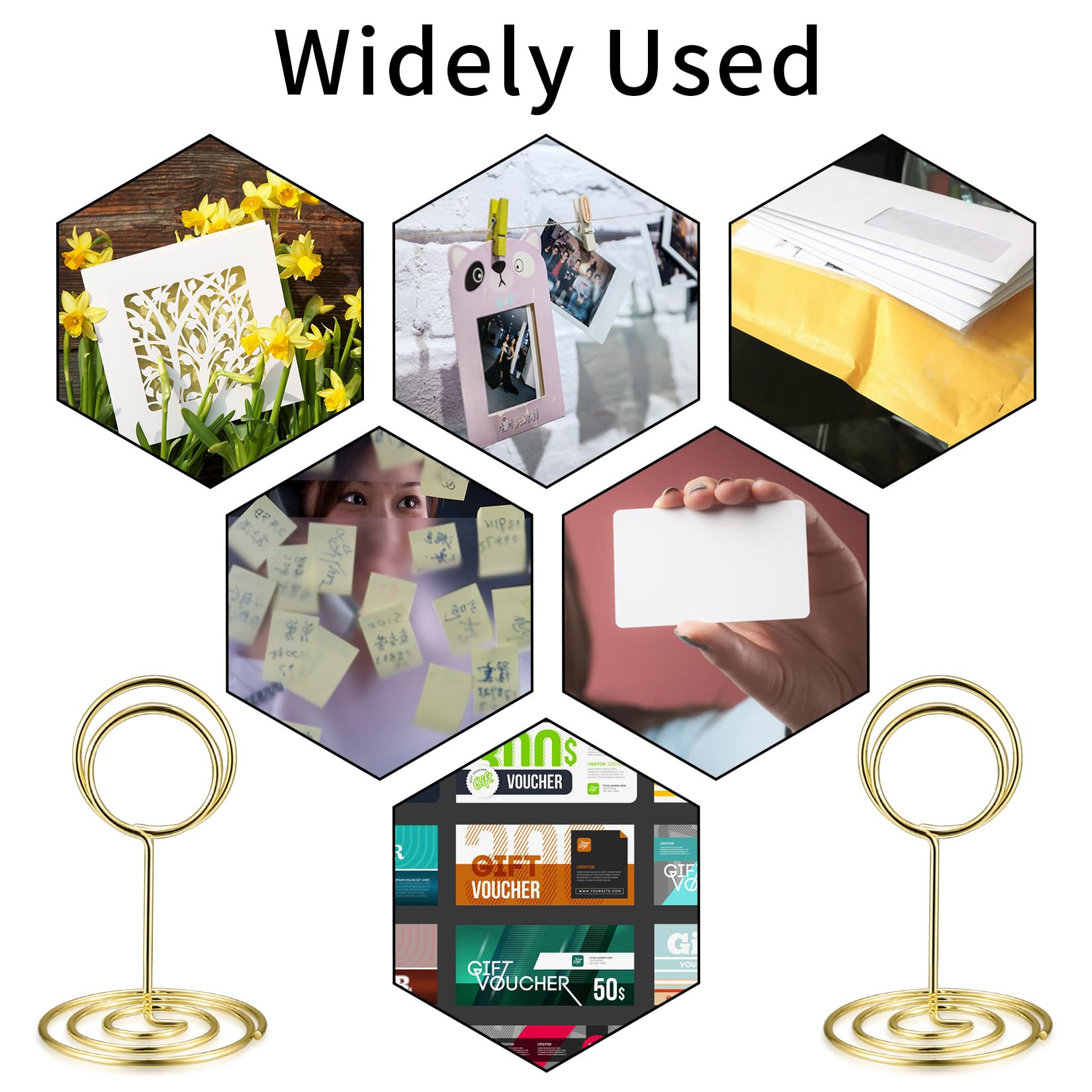 20 Pcs Place Card Holders, Table Number Holders, Table Card Holders, Gold Metal Wire Picture/Photo/Menu/Memo/Notes/Place Cards Holders Stands Clips for Centerpieces Wedding Reception Table