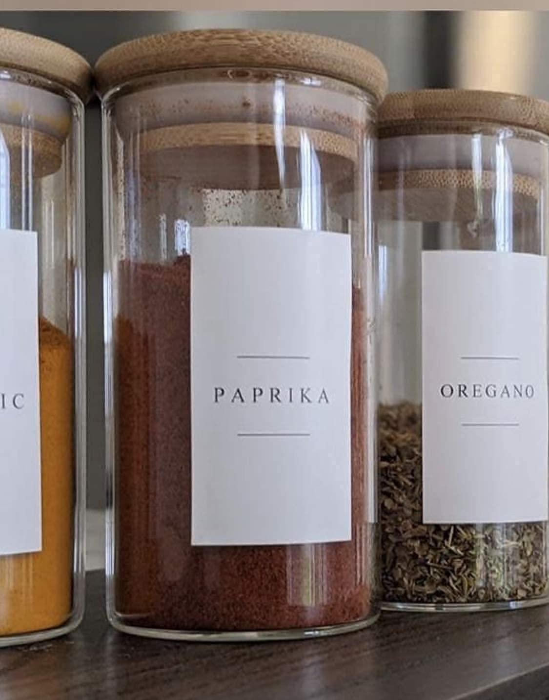 12 Piece- 5oz Eco-friendly Bamboo Lid Glass Spice Jar Set with 84-Minimalist Pre-Printed Waterproof Spice Labels, 16-Blank Labels– For Spices, Seasoning, Herb Storage and Kitchen Organization