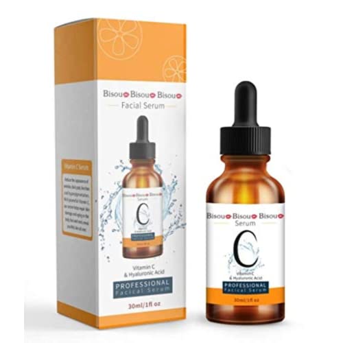 Bisou Bisou Bisou Vitamin C Serum Dark Spot Remover for Face - Anti Aging with Hyaluronic Acid, Brightening and Remove Fine Lines and Wrinkle, Facial Skin Care Products, Skin Moisturizer