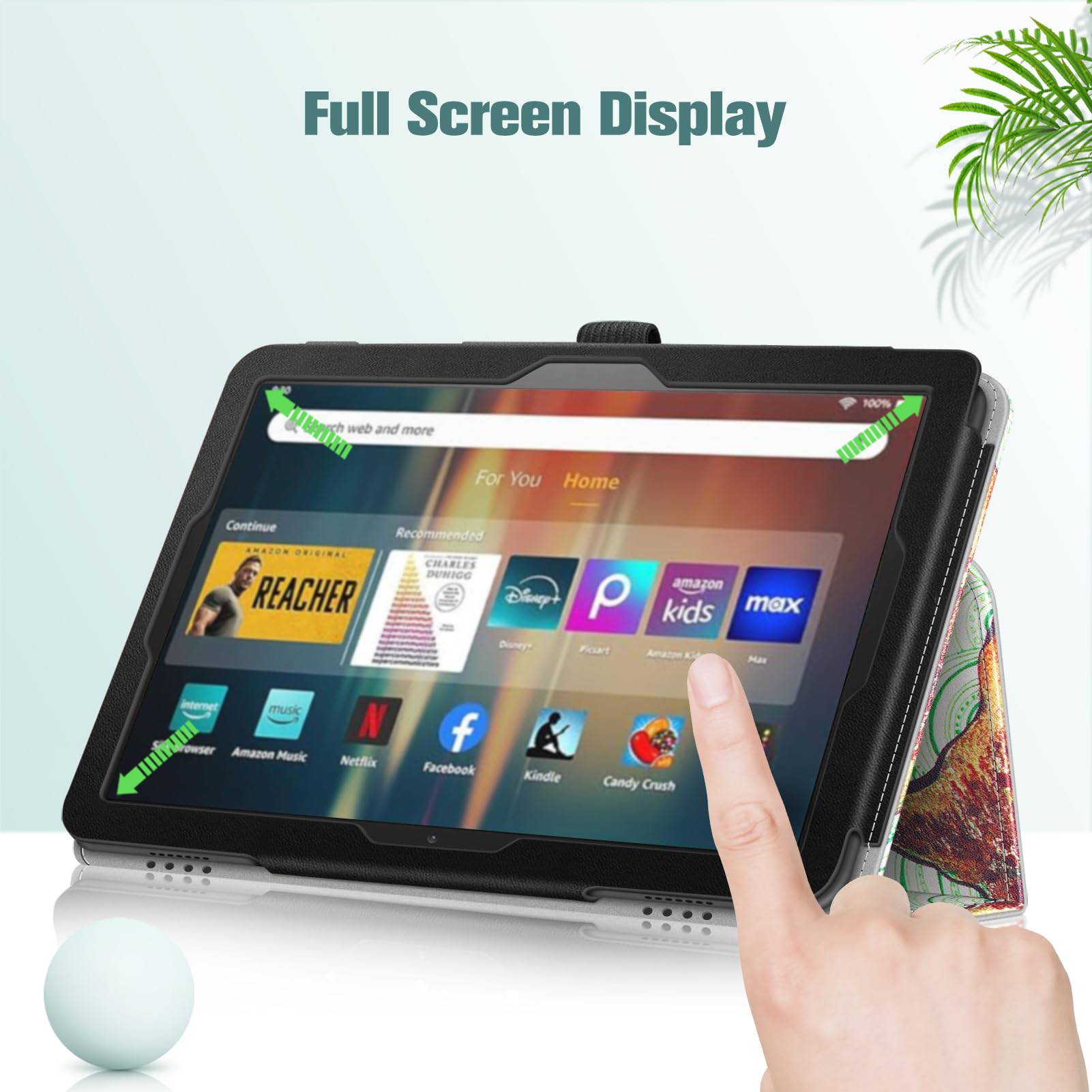 Fintie Folio Case for Amazon Kindle Fire HD 8 & Fire HD 8 Plus Tablet (12th Generation/10th Generation, 2024/2022/2020 Release)- Slim Fit Vegan Leather Stand Cover with Auto Sleep/Wake, Love Tree