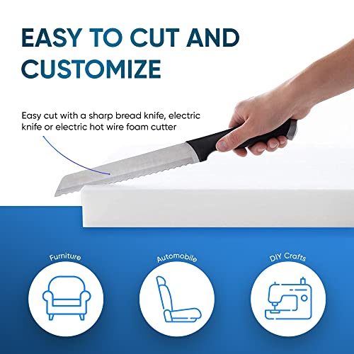 AK TRADING CO. Upholstery High Density 2" Height x 24" Width x 72" Length-Home or Commercial Use Seat Replacement Cushion-Made in USA Foam, 1 Count (Pack of 1)
