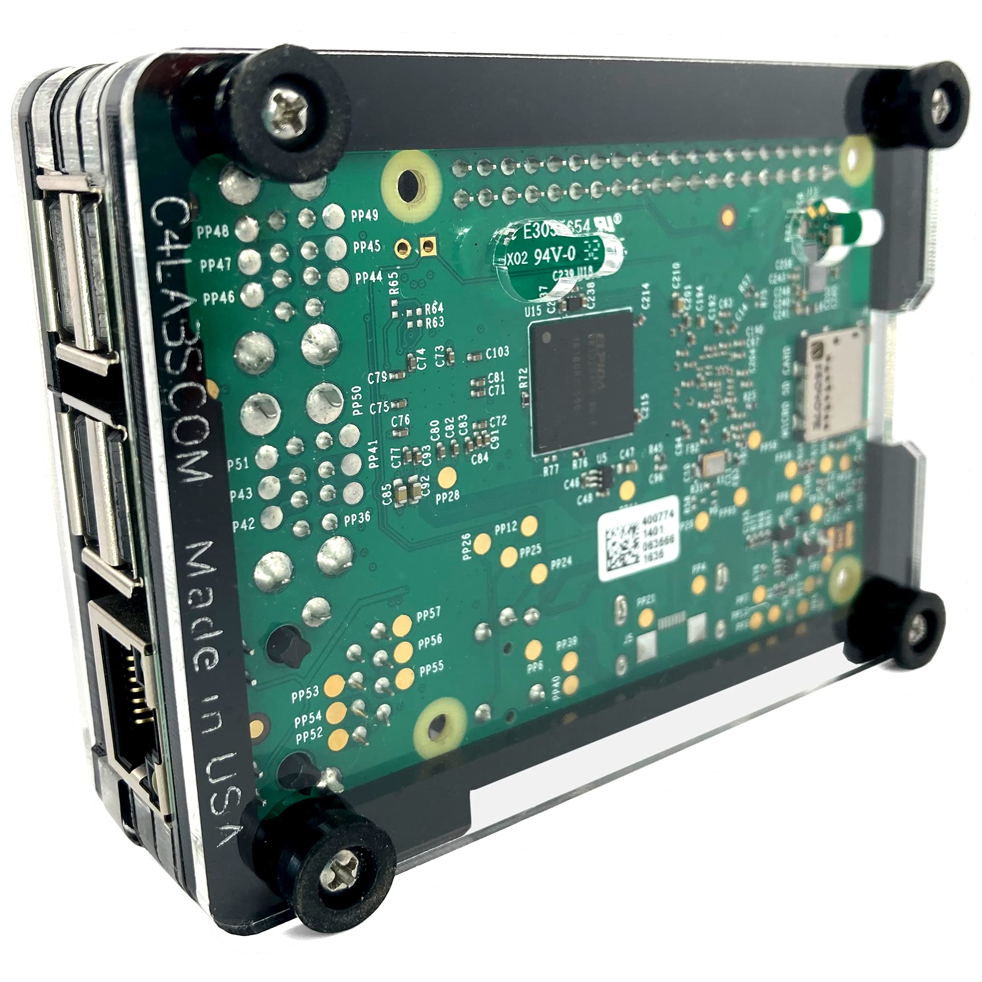 C4Labs Zebra PoE + Case Kit for Raspberry Pi 4B or 3B+ and PoE+ HAT or Official PoE Hat - Black Ice
