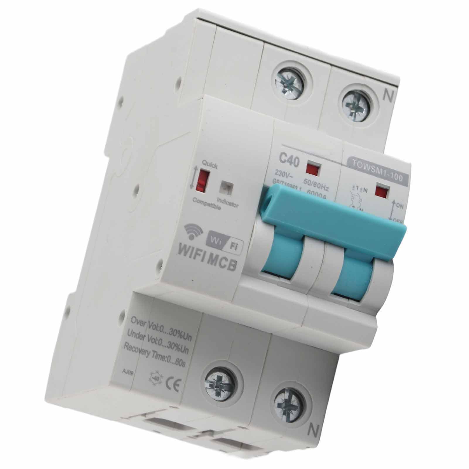 Circuit Breaker AC 230V Din Rail Mount Automatic Reclosing Leakage Air Switch for Households Factories (40A)