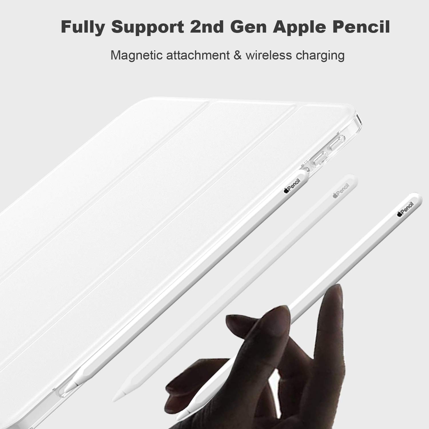 iMieet iPad Air 11 Inch Case 2024 /iPad Air 5/4 Case 2022/2020 10.9 Inch - iPad Air 6th/5th/4th Generation Case Slim Cover with Translucent Frosted Hard Back [Support Touch ID] (White)