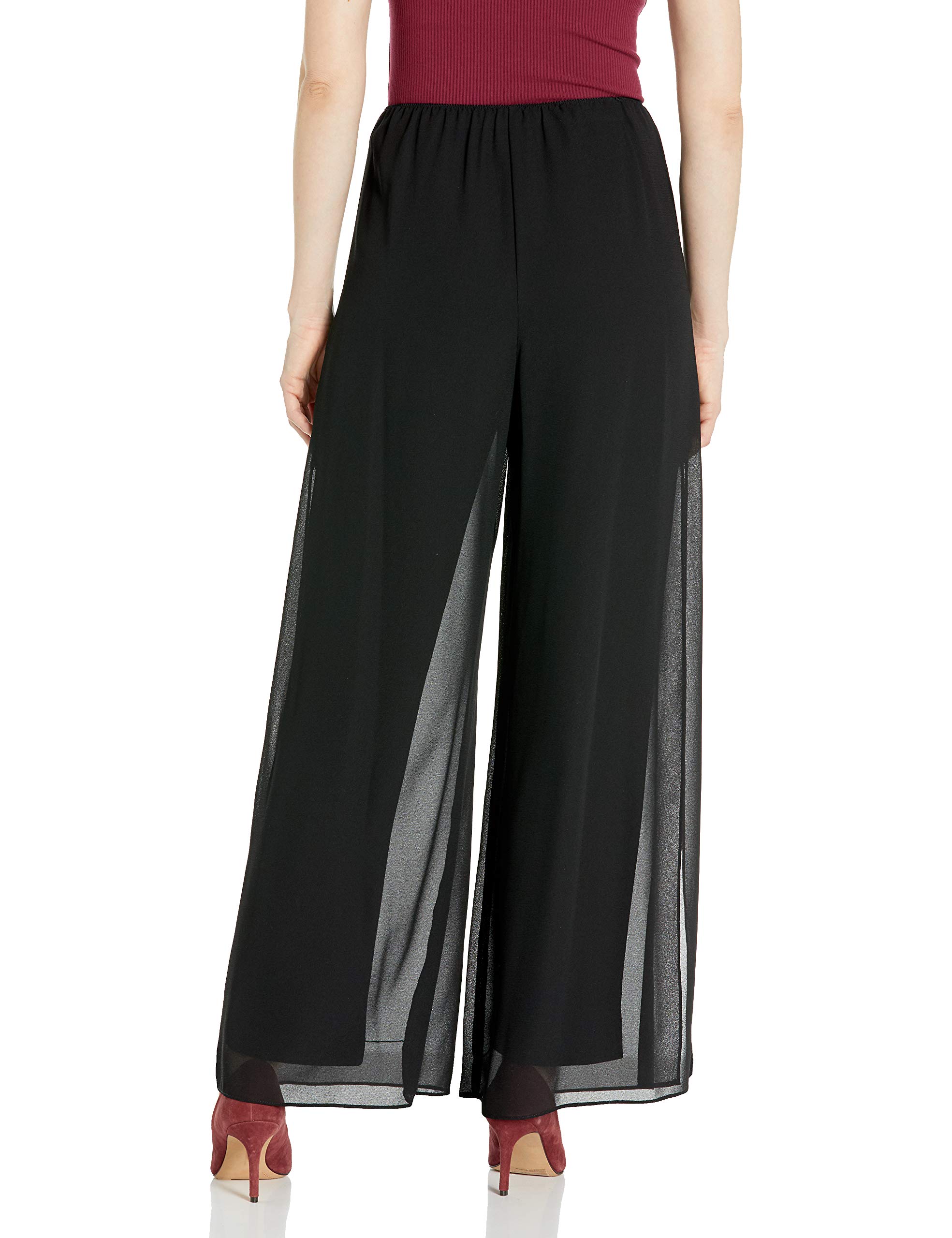 Alex Evenings Women's Full Length Straight Leg Dress Pant (Regular and Petite), Black Georgette, LP