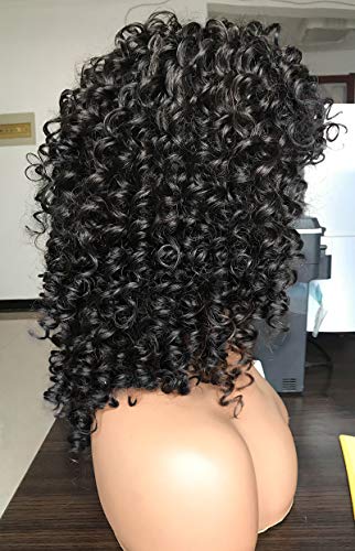 CiCi Short Curly Wigs For Black Women With Bangs Afro Short Kinky Curly Big Bouncy Hair Wig 12inch in Front 14 inch Back