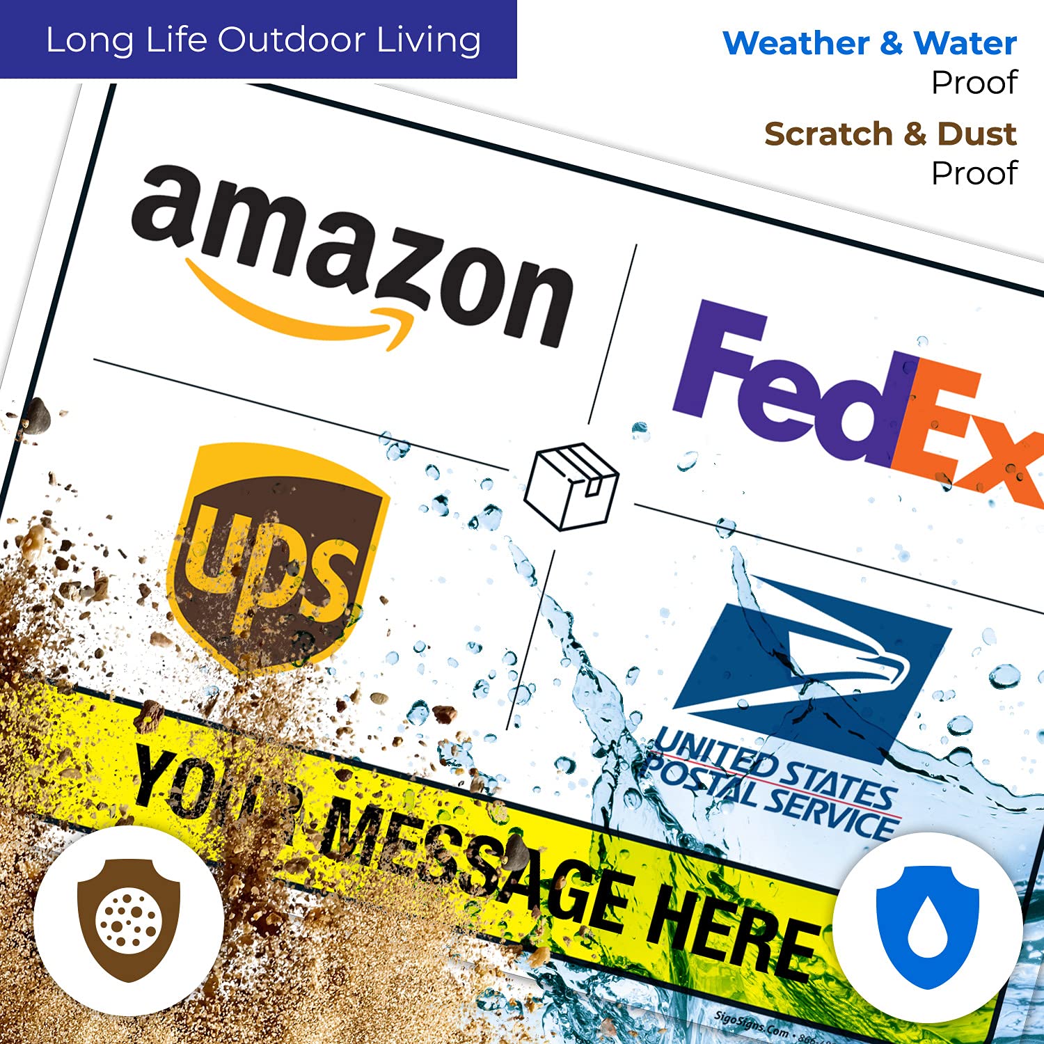 Sigo Signs Package Delivery Custom Sign, 10x14 Inches, Rust Free .040 Aluminum, Fade Resistant, Made in USA by Sigo Signs