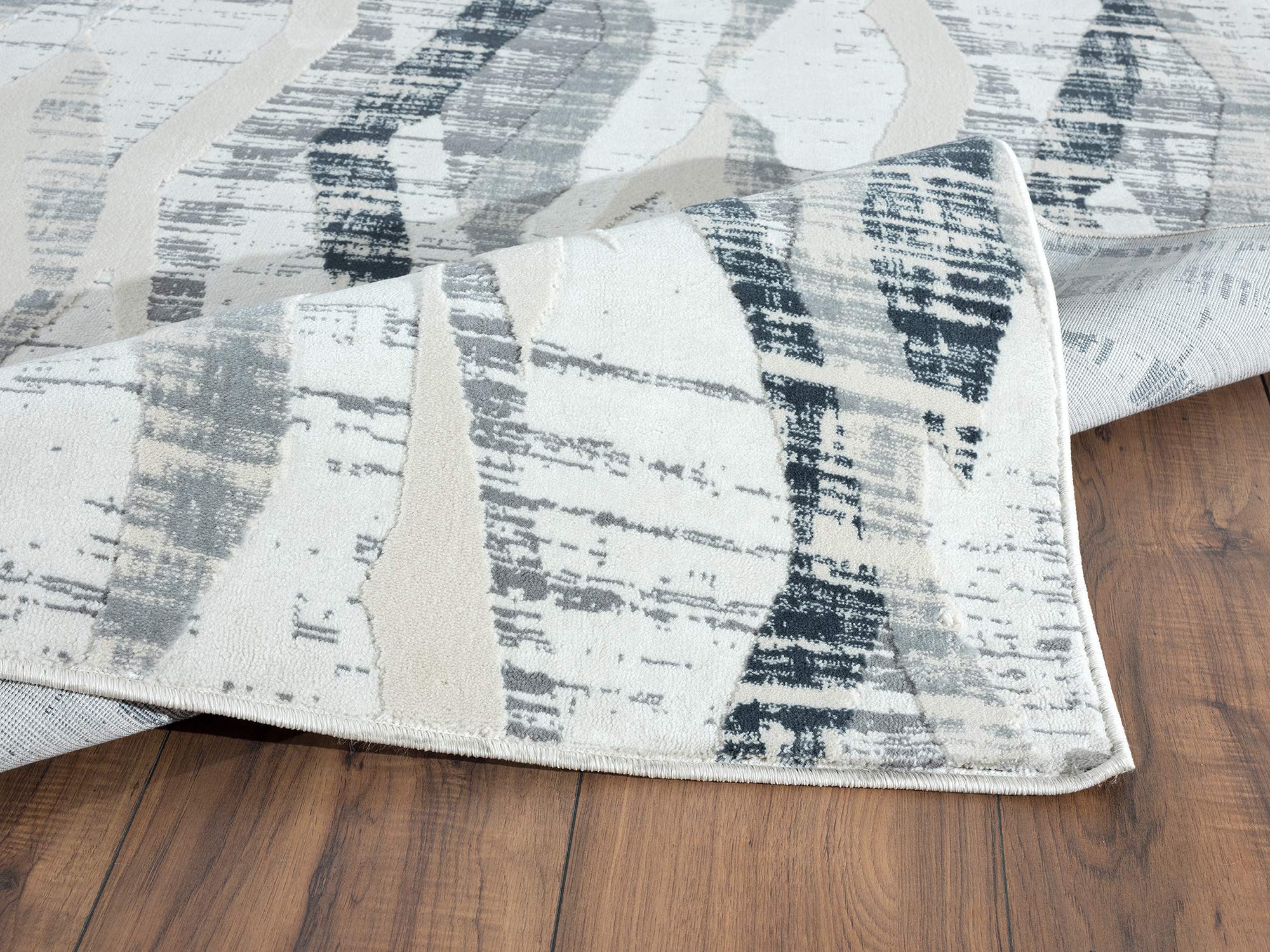Abani Geometric Beige & Blue 4'x6' Area Rug, Aspen Collection - Contemporary Accent Rug Rugs