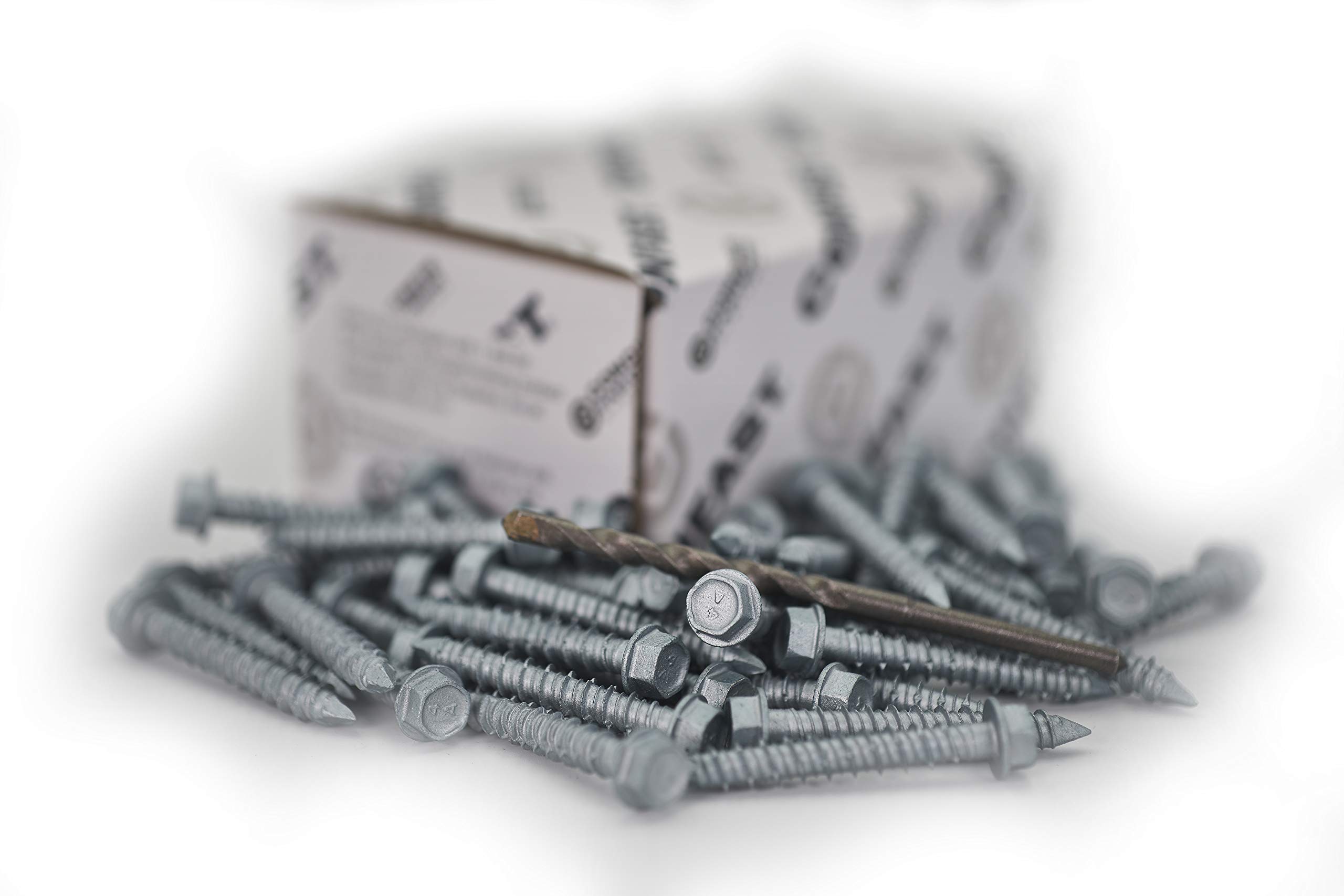 CONFAST 1/4" x 1-3/4" Concrete Screws 410 Stainless Steel Hex with Concrete Drill Bit for Anchoring to Masonry, Block or Brick (50 per Box)