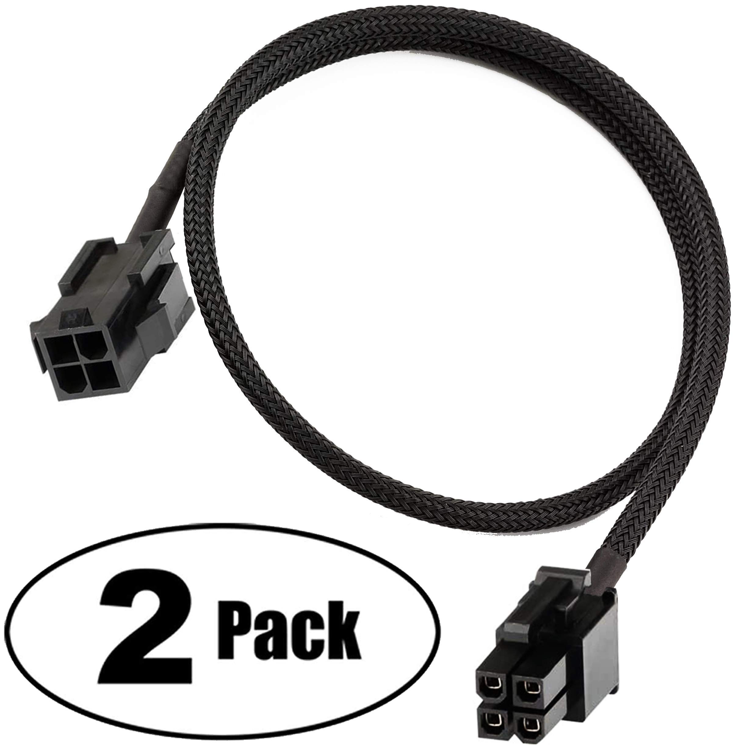 TeamProfitcom ATX CPU 4 Pin Female to Male Motherboard Extension Cable 12V for Power Supply 24 Inches (2 Pack)