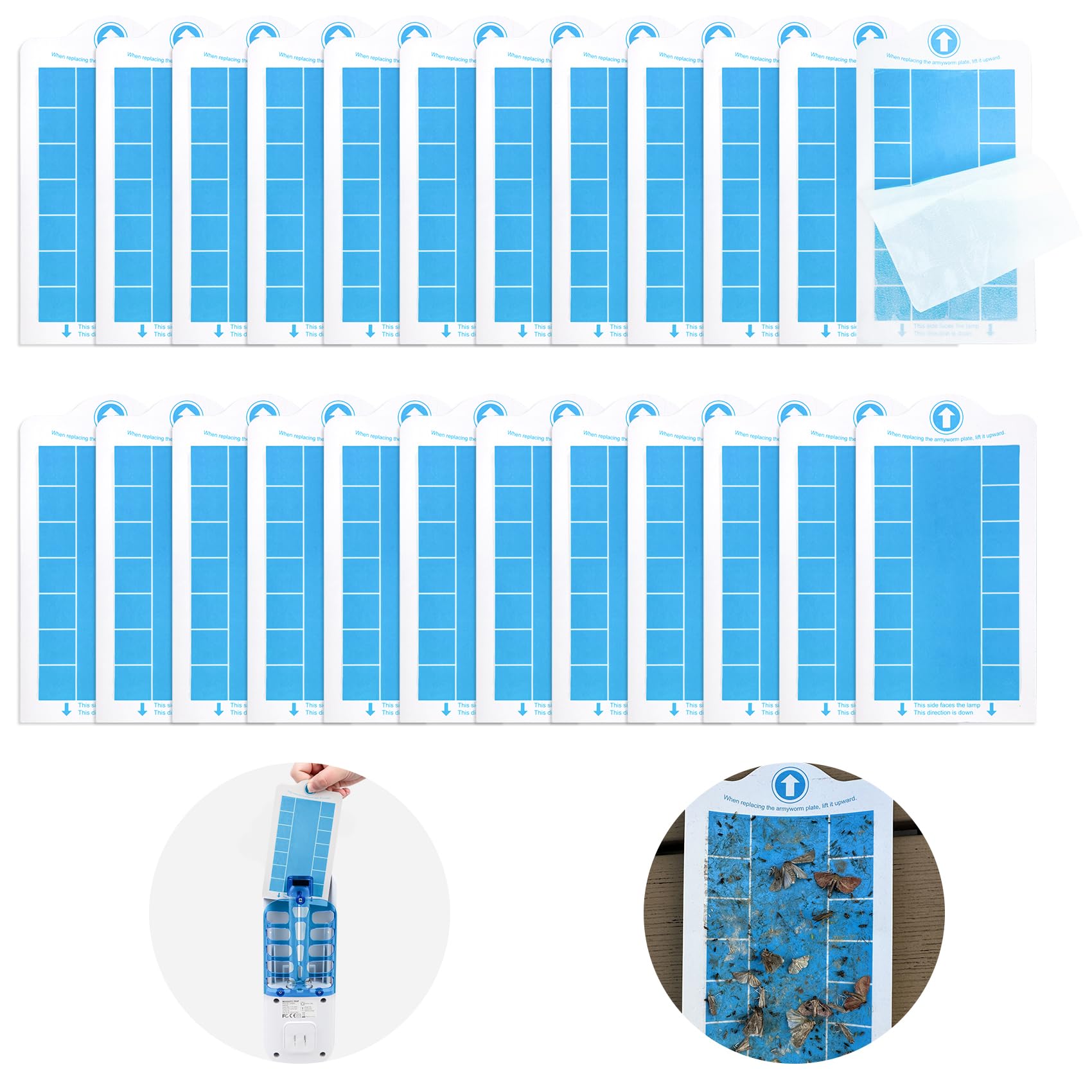 24 Pack Flying Insect Trap Refill Kit, Replacement Sticky Glue Cards Mosquito Plug-in Fly Traps Indoor, Safe Flying Insect Catcher Featuring Light Attraction for Moth, Gnats and Flies