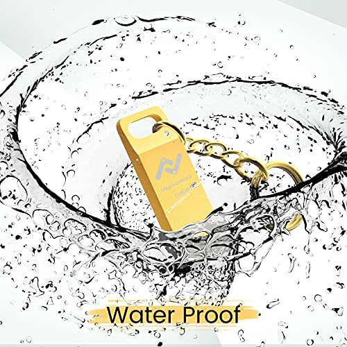 Imphomius 128GB Metal USB 2.0 Flash Drive with Keychain Waterproof and Dustproof Thumb Drive exFAT Memory Stick 128 GB Jump Drive for Storage and Backup, Gold