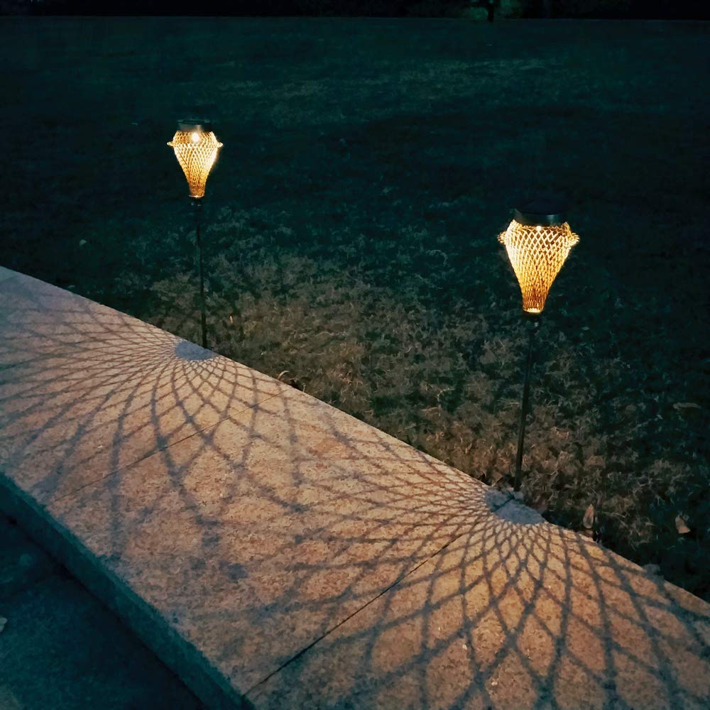 2Pack Solar Lights Outdoor Garden,Hanging Pathway Decor Light with Hollowout Retro Metal Waterproof Solar-Powered for Pool Party Porch Yard Patio Pond Wedding Christmas Decorations (pattern1)