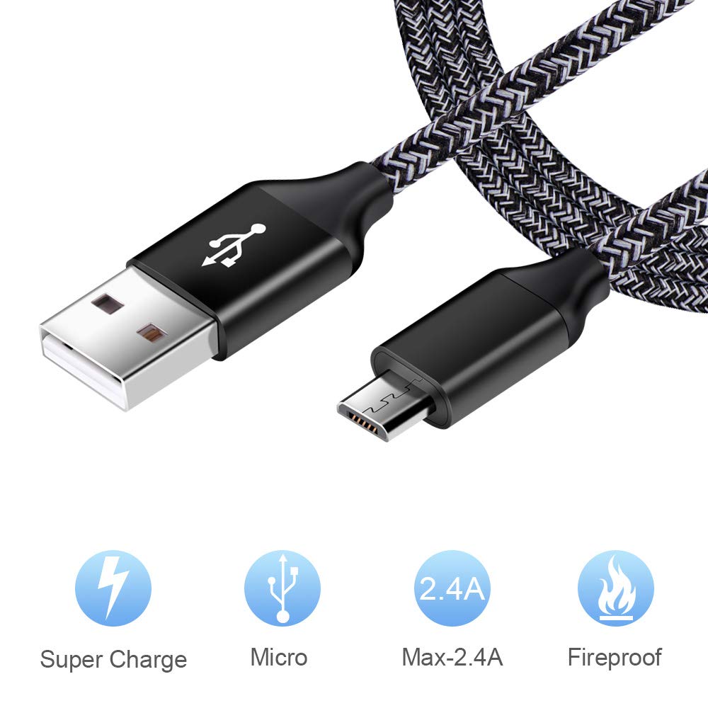 Charging Plug Adapter, Fast Charging Micro USB Cable Android Compatible for Samsung Galaxy S7 S6 J8 J7 J6 J5 J4 J3,Note 5 4 3,LG K7 K8 K20 Aristo 2 3 4+,LG Stylo 2 3 2V,Moto E5 E6 E4 E3 G5,Kindle Fire