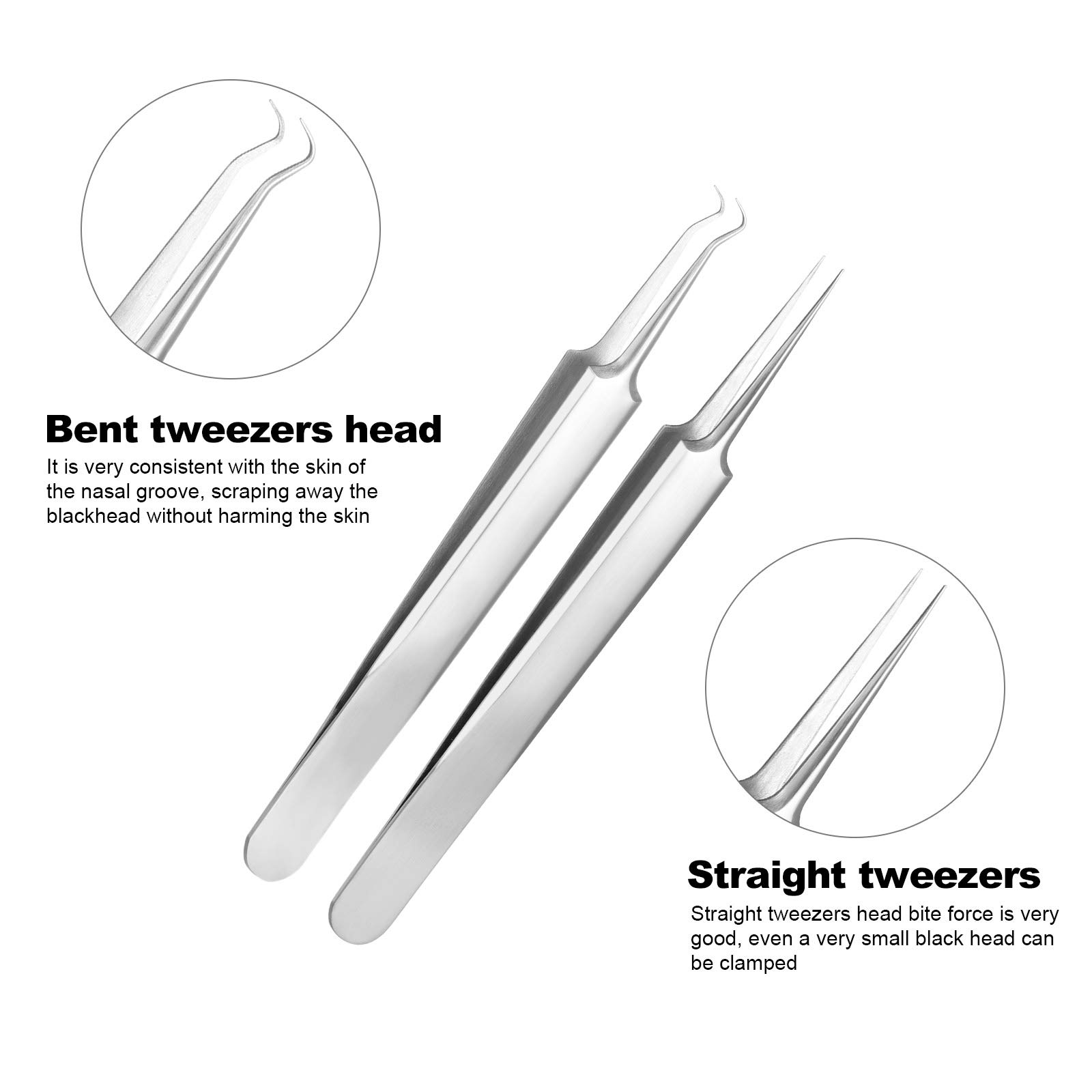 Blackhead Remover Tools, 7Pcs Pimple Acne Blemish Removal Tools Set Zit Extractor with Tin Case by JAZZZNAP, Silver