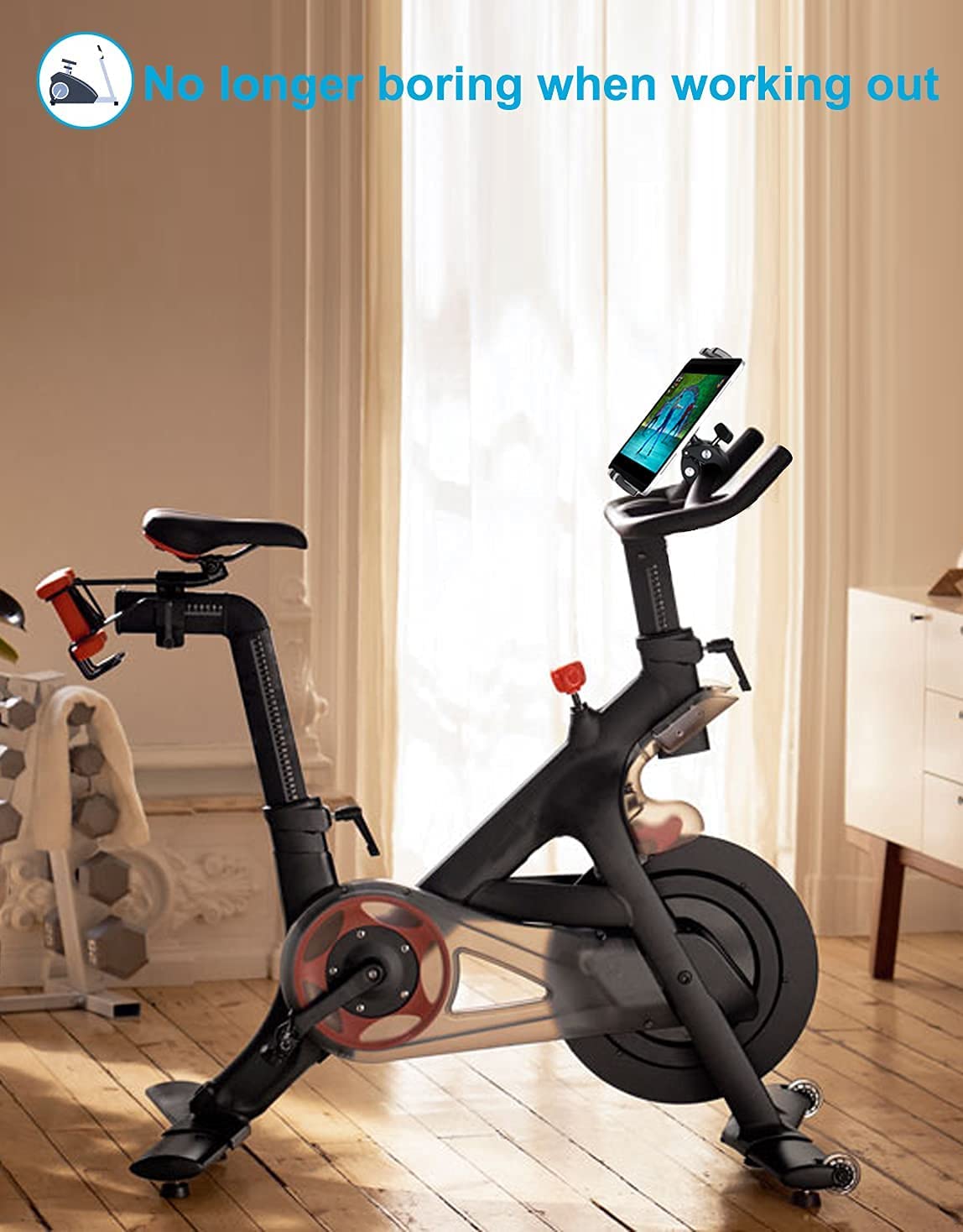 woleyi Spinning Bike Tablet Mount Holder, Indoor Stationary Exercise Bikes Tablet Clamp, Gym Treadmill Elliptical Tablet Stand for iPad Pro/Air/Mini, Galaxy Tab/Z Fold, iPhone and More 4.7-13" Devices